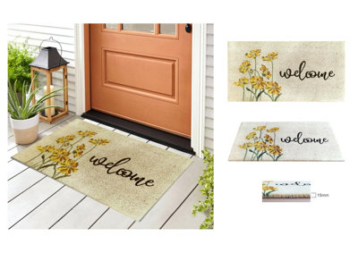 A.Unique Home 15mm Natural Coir Doormat with Printed Pattern 40cm x ...