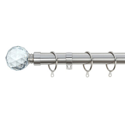 A.Unique Home Gem Crystal Ball Metal Extendable Curtain Pole with Rings ...