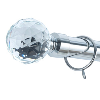 A.Unique Home Gem Crystal Ball Metal Extendable Curtain Pole with Rings ...