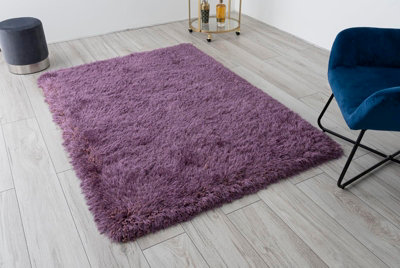 A.Unique Home Mauve Shaggy Rugs for Living Room Bedroom 120cm x 170cm