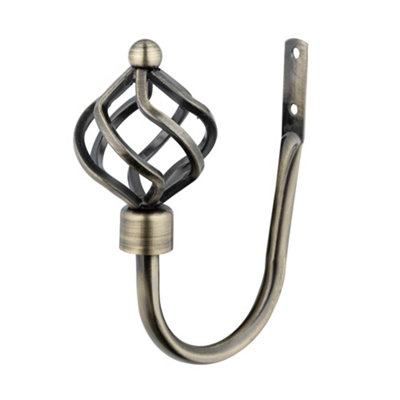 A.Unique Home Pair of Twisted Metal Holdbacks with Fittings - Antique Brass