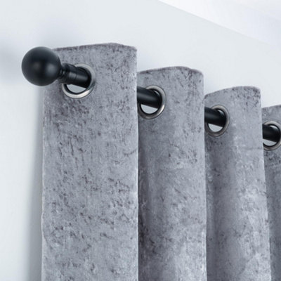 A.Unique Home Plain Round Ball Metal Extendable Curtain Pole with Rings ...