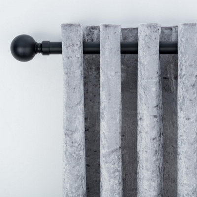 A.Unique Home Plain Round Ball Metal Extendable Curtain Pole with Rings ...