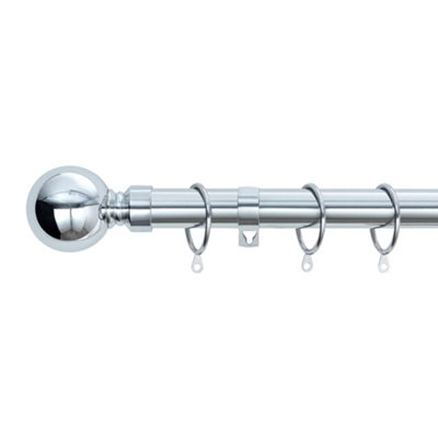 A.Unique Home Plain Round Ball Metal Extendable Curtain Pole with Rings ...