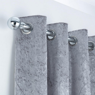 A.Unique Home Plain Round Ball Metal Extendable Curtain Pole with Rings ...