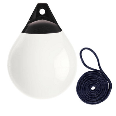 A1 Round Buoy 38 x 30cm White, with Fender Rope, for Boat, Yacht ...