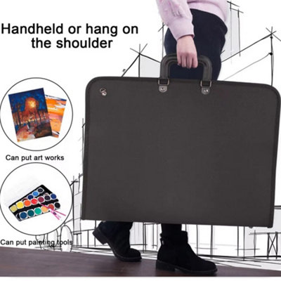 A2 Black Waterproof Art Portfolio Carry Case Bag for Artwork & Drawings