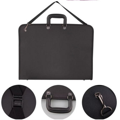 A2 Black Waterproof Art Portfolio Carry Case Bag for Artwork & Drawings