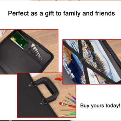 A2 Black Waterproof Art Portfolio Carry Case Bag for Artwork & Drawings