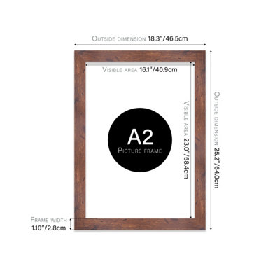 A2 Rustic Wood Picture Frame Natural wood grain finish Display A2 ...