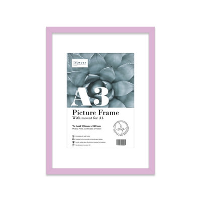 A3 Lilac Picture Frame With Mount for A4 (21 x 29.7cm -8.3 x 11.7in ...