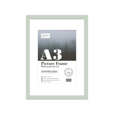 A3 Mint Green Picture Frame With Mount for A4 (21 x 29.7cm -8.3 x 11 ...