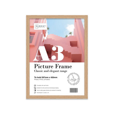 A3 Oak Picture Frame Fits A3 (29.7 x 42cm - 11.7 x 16.5in) Poster ...