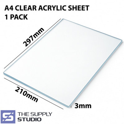 A4 Clear Acrylic Sheet 3mm Thickness Panels Laser Cut - 297 x 210mm