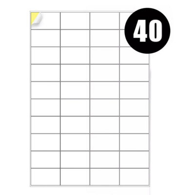 A4 Label Sheets 40 Labels Per Sheet 52.5 x 29.7mm - 100 Sheets