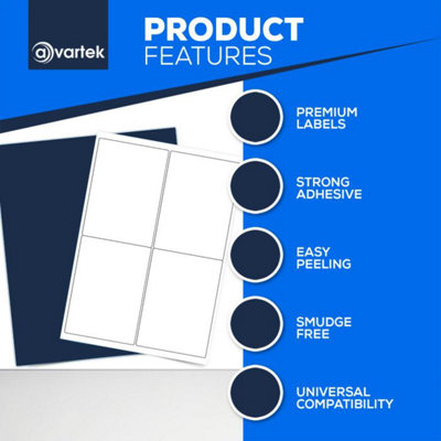 A4 Label Sheets 40 Labels Per Sheet 52.5 x 29.7mm - 100 Sheets