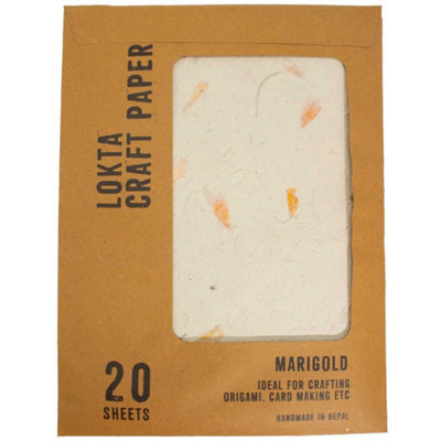 A4 Marigold Lokta Craft Paper 20 Sheet Pack Natural Floral
