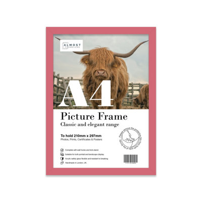 A4 Pink Picture Frame Fits A4 (21 x 29.7cm - 8.3 x 11.7in) Poster ...