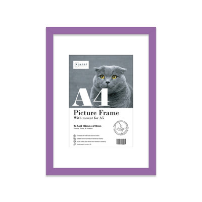 A4 Purple Picture Frame With Mount for A5 (14.8 x 21cm - 5.8 x 8.3in ...