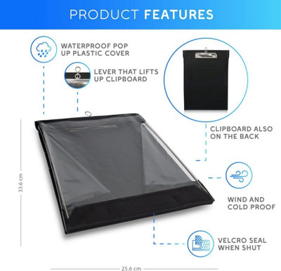 A4 Waterproof Clipboard with Cover - 33.6x25.6cm Durable PVC with ...