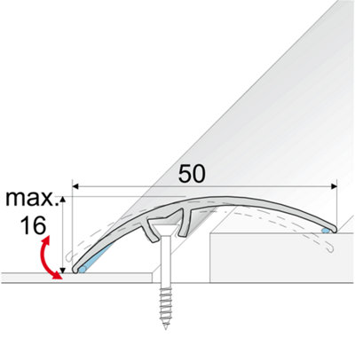 A65 50mm Anodised Aluminium Door Threshold Strip - Inox, 0.93m