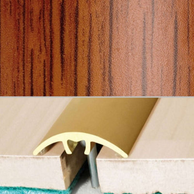 A66 32mm Aluminium Wood Effect Door Threshold Strip - Mahogany, 0.93m