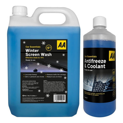 AA Antifreeze and Coolant 1 Litre with 5L Winter Screenwash, Ready to use