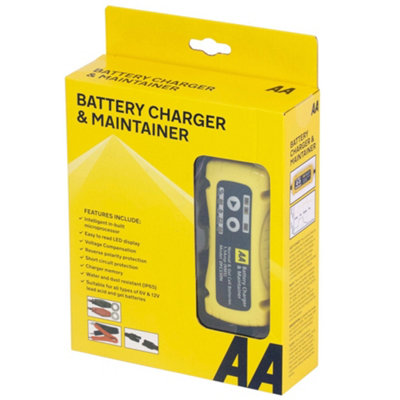 AA Car 1.5A 6V 12V Smart Intelligent Battery Charger & Cable Leads ...