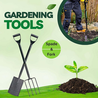 AAMEN 2 Piece Fork Spade Set, Garden Tools For Gardening