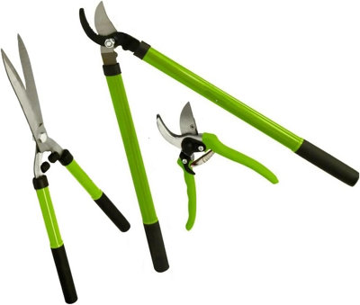 AAMEN 3pc Tree Lopper Shears Secateurs Hedge Cutting Garden Pruning ...