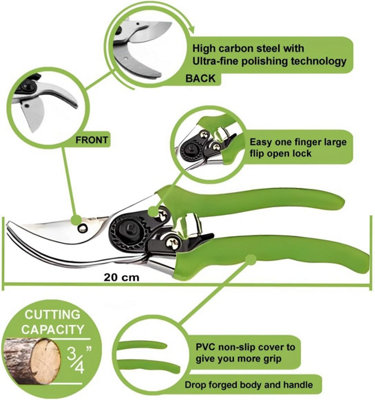 AAMEN 3pc Tree Lopper Shears Secateurs Hedge Cutting Garden Pruning ...