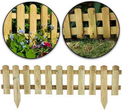 AAMEN 4 x 1.2m Wooden freestanding Picket Fence Panels - Natural Wood