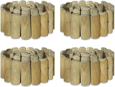 AAMEN 4 X Wooden Border Edging, Log Border Rolls 1.8m x 15cm | DIY at B&Q