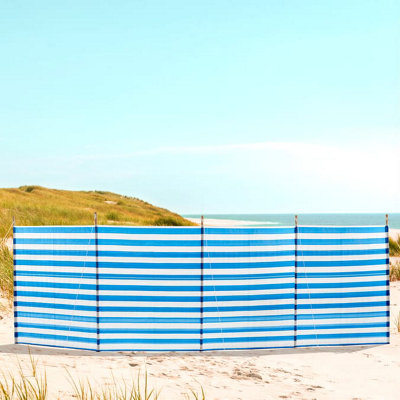 AAMEN 5 Pole Windbreaker Holiday Camping Beach Sun Shade 4 Section Blue ...