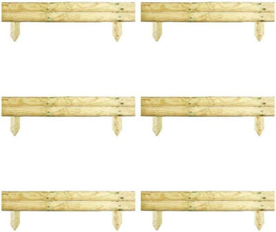 AAMEN 6 x 14cm Horizontal Fixed Wooden Log Roll Panel Lawn Edging
