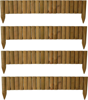 AAMEN 6 x 1M Wooden Log Roll Border Fixed Picket Border Fence Edge ...