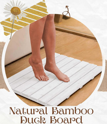 AAMEN Bamboo Shower Mat, Bath Mat Non-Slip Anti Mould, Bathroom Mat