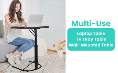 AAMEN Black And Grey Folding Laptop Table With Tilt Angle, Height ...