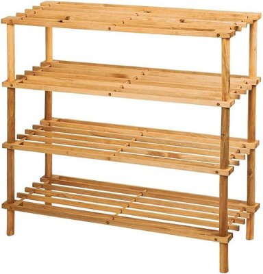 AAMEN Freestanding 4 Tier Bamboo Shoe Rack Strong Heavy Duty Durable ...