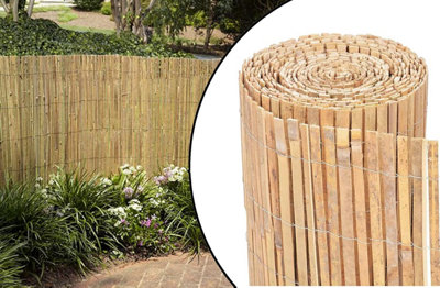 AAMEN Garden Natural Bamboo Garden Fence Covering, Outdoor Privacy Slat ...