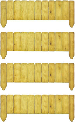 AAMEN Pack of 4 X1M Log Wooden Fixed Picket Log Border Fence, Natural ...