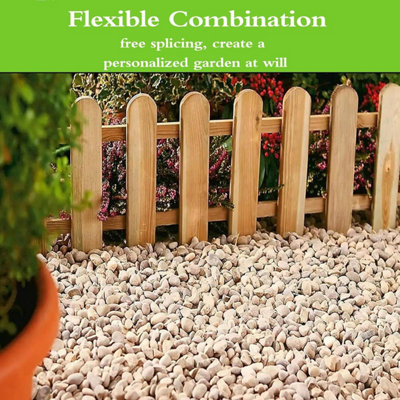 AAMEN PACK OF 6 WOODEN GARDEN BORDER FENCE DECORATIVE LAWN EDGING PANELS