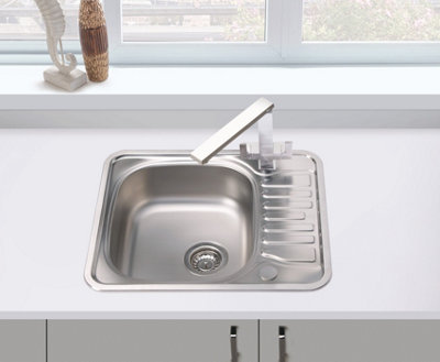 AARE 1.0 Bowl Inset Steel Sink with Compact Drainer& Waste