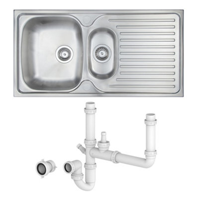 AARE 1.5 Bowl Inset Steel Sink with Waste & Plumbing kit