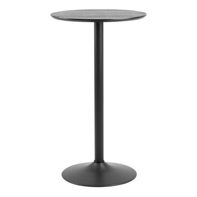 Aars Tall Black Marble-Effect Round Bar Table with Trumpet Base