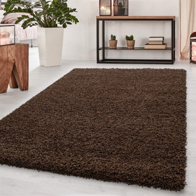 Abaseen 160x230 cm Brown Shaggy Rug - Soft Touch Thick Pile Modern Rugs ...