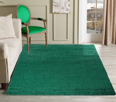 Abaseen 160x230 cm Emeralad Shaggy Rug - Soft Touch Thick Pile Modern ...