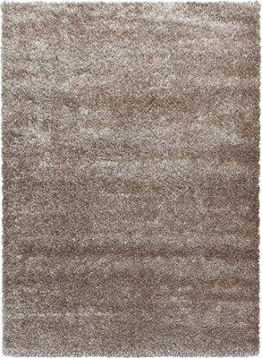 Shop Abaseen 160x230cm Taupe Cosy Shaggy Rug, Rectangular Extra Soft Touch 5cm Heavy Thick Pile ...