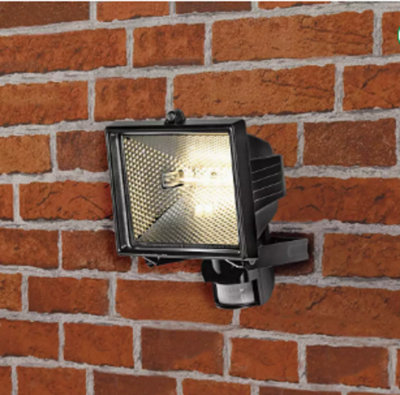 Abaseen 400W Black Floodlight with PIR - Modern Security Flood Light