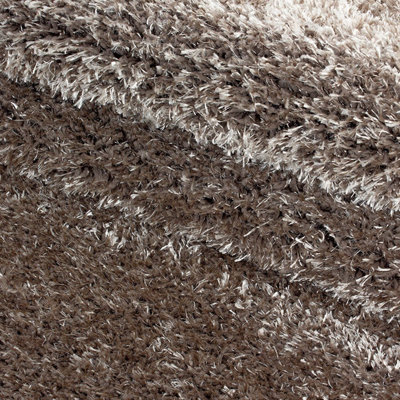 Abaseen 60x110cm Taupe Cosy Shaggy Rug, Rectangular Extra Soft Touch 5cm Heavy Thick Pile ...